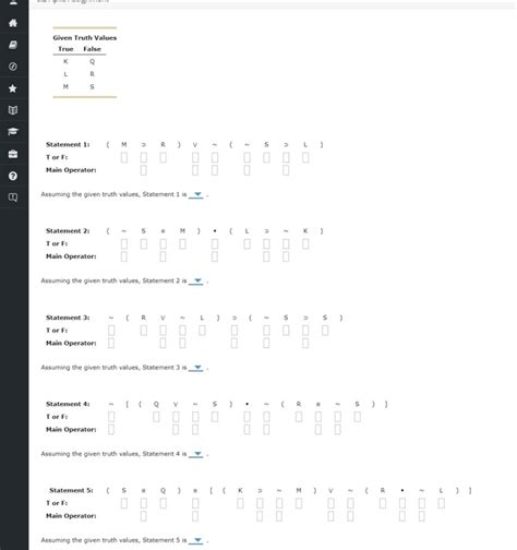 solved calculate the truth value for each compound