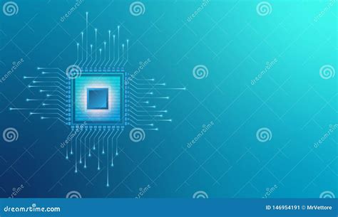 计算机cpu处理机装置芯片 抽象在核心微集成电路数据流二进制编码 传染媒介横幅例证 向量例证 插画 包括有 颜色 照亮 146954191