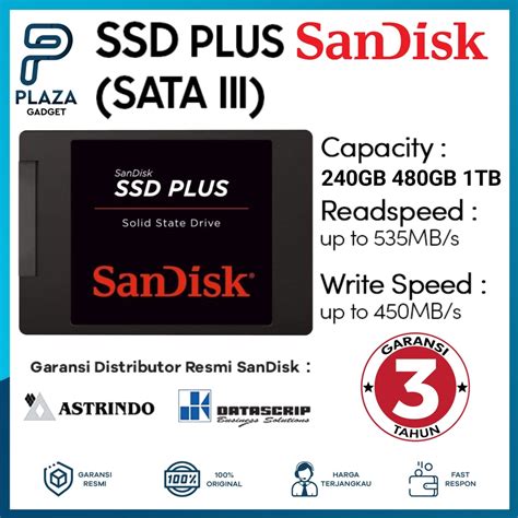 Jual Ssd Plus Sandisk Sata Gb Gb Tb Up To Mbps Original Garansi Resmi Tahun