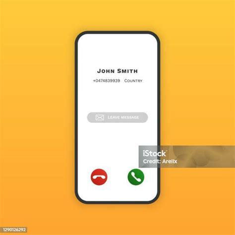전화 화면 수신 전화 모형 모바일 인터페이스는 노란색 배경에 대답하기 위해 거부 버튼 슬라이드를 허용합니다 벡터 Ui 디자인 0명에 대한 스톡 벡터 아트 및 기타 이미지