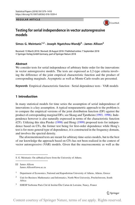Testing For Serial Independence In Vector Autoregressive Models