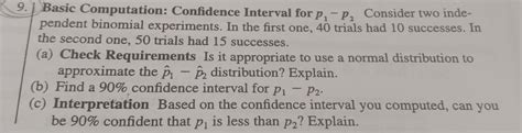 solved 9 basic computation confidence interval for p p