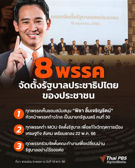 [thai Pbs ไทยพีบีเอส] สรุปการแถลง 8 พรรคร่วม จัดตั้งรัฐบาล วันที่ 18 พ ค 66 ที่โรงแรม ดิ โอ