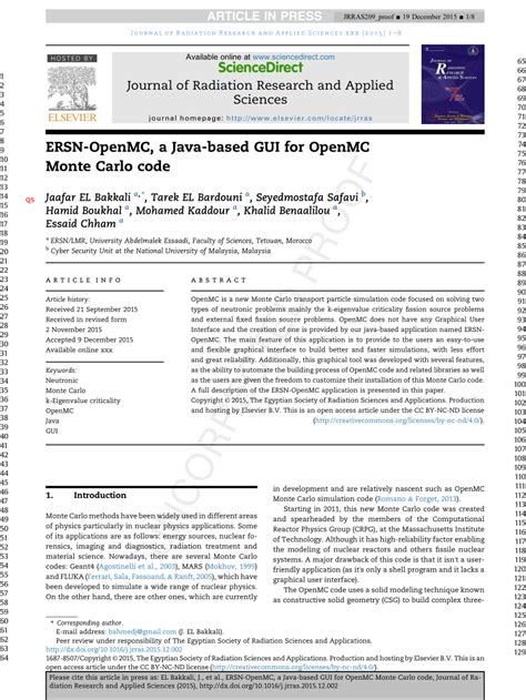 Pdf Ersn Openmc A Java Based Gui For Openmc Monte Carlo Code