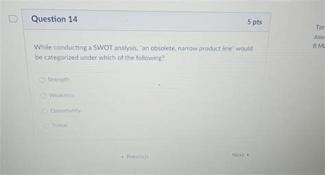solved question 145 ﻿ptswhile conducting a swot analysis