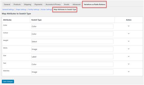 variations as radio buttons for woocommerce woocommerce