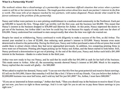 Solved What Is A Partnership Worth The Textbook Relates