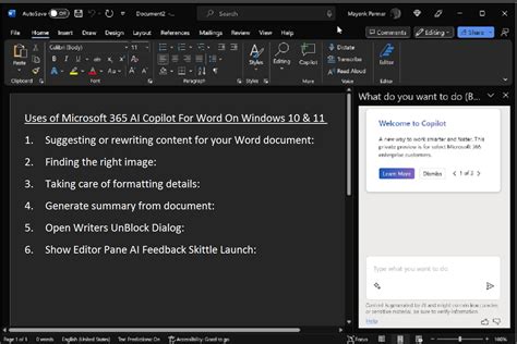 Uses Of Microsoft 365 Ai Copilot For Word On Windows 10 And 11 Open Ai