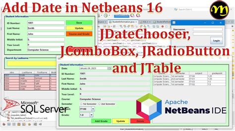 Netbeans 16 With Mssql Server 2022 9 Jdatechooser Date In Netbeans 16 Youtube
