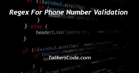 Regex For Phone Number Validation