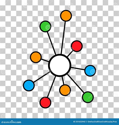 Hub Flat Network Icon Connect Structure Vector Symbol Isolated Background Technology System