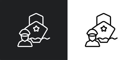 흰색과 검은색의 해군 윤곽선 아이콘입니다 육군과 전쟁 컬렉션에서 웹 모바일 응용 프로그램 및 Ui에 대한 해군 플랫 벡터 아이콘입니다 강철에 대한 스톡 벡터 아트 및 기타