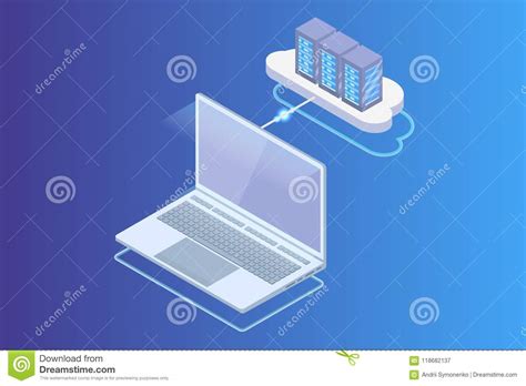 Cloud Computing Technology 3d Isometric Concept Stock Vector