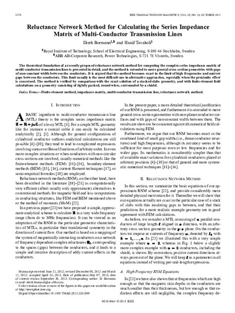 Pdf Reluctance Network Method For Calculating The Series Impedance