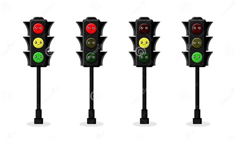 Définissez Les Feux De Circulation De Bandes Dessinées Illustration De