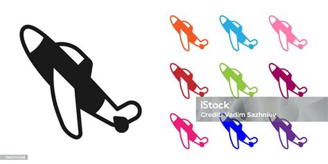 흰색 배경에 격리 된 검은 장난감 평면 아이콘 비행 비행기 아이콘 여객기 기호 다채로운 아이콘을 설정합니다 벡터 0명에 대한 스톡 벡터 아트 및 기타 이미지 Istock