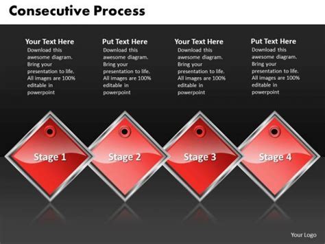 Ppt Red Diamond Consecutive Process Steps Working With Slide Numbers PowerPoint Templates