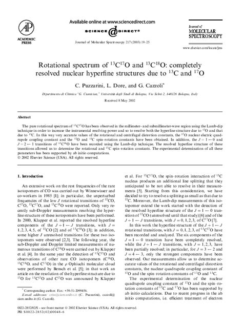 Pdf Rotational Spectrum Of And Completely Resolved Nuclear