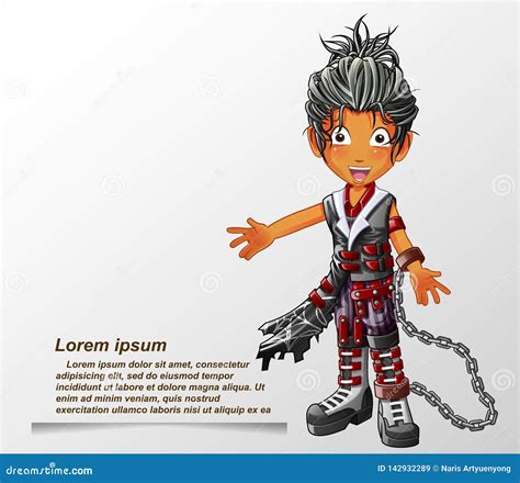 Punk Fashion Character In Cartoon Style Stock Vector Illustration Of