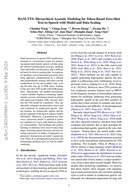 Pdf Ham Tts Hierarchical Acoustic Modeling For Token Based Zero Shot Text To Speech With