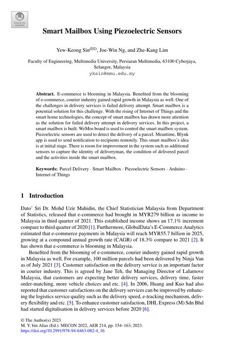 Pdf Smart Mailbox Using Piezoelectric Sensors