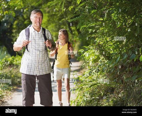 Woman Grandpa Grandfather Stock Photo Alamy
