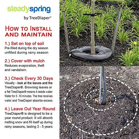 SteadySpring Smart Day Tree Watering Mat Auto Refills With Rain For Trees Up To Inch