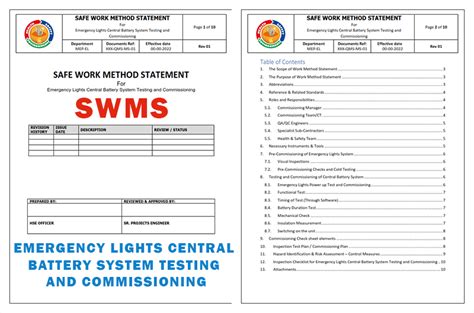 Safe Work Method Statement Swms For Emergency Lights Central Battery System Testing And