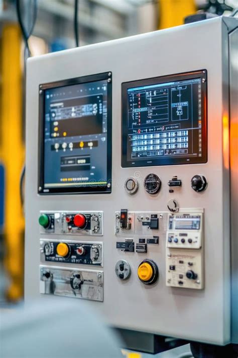 control panel monitoring system showing data in industrial factory