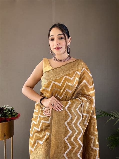 Pure Linen Cotton Saree Mustard Haimanti