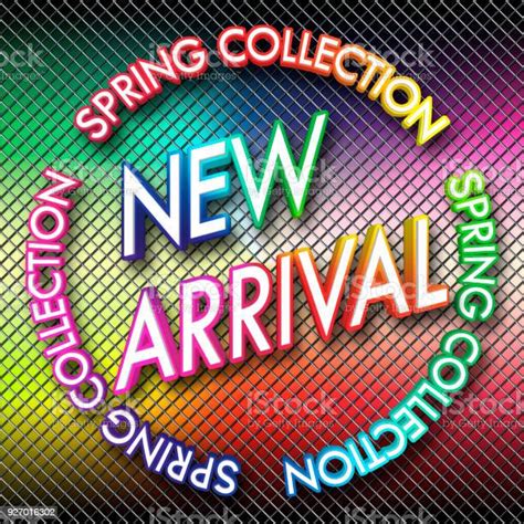 재고 일러스트 레이 션멀티 컬러 텍스트 새로운 도착 다 색 텍스트 새로운 봄 컬렉션 3d 그림 밝은 대하여는 여러 배경 0명에 대한 스톡 사진 및 기타 이미지 Istock