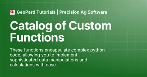 Catalog Of Custom Functions Geopard Tutorials Precision Ag Software