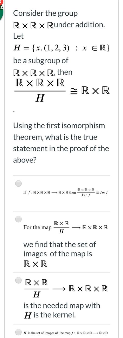 Solved Consider The Group R XR X Runder Addition Let H Chegg Com