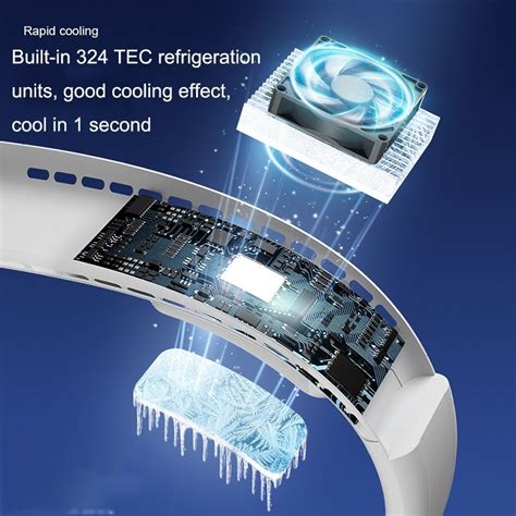F63 Semiconductor Cooling Hanging Neck Fan Usb Silent Outdoor Mini Fan Blue
