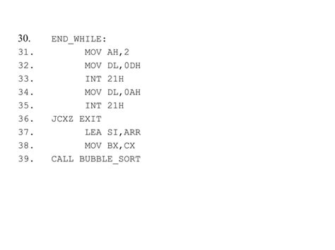 Bubble Sorting Of An Array In 8086 Assembly Language Pptx