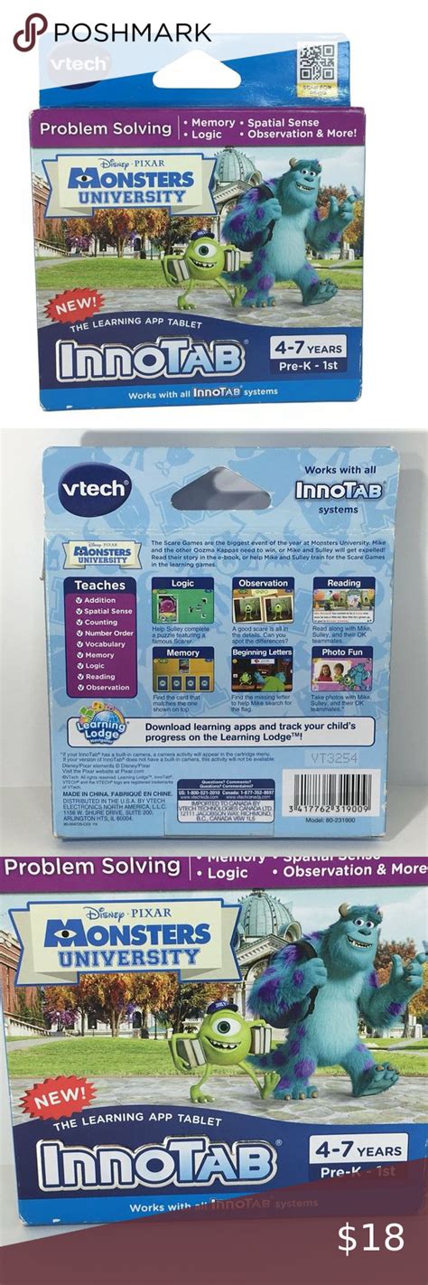 Vtech Disney Monsters University Innotab Tab Game Years Problem Solving New Monster