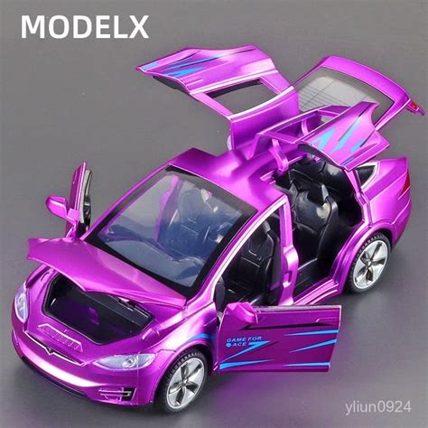 車模 模型車 汽車模型 閤金模型 玩具車 跑車模型 迴力車 生日禮物 1 32仿真特斯modelx模型閤金車模開門聲光拉 蝦皮購物