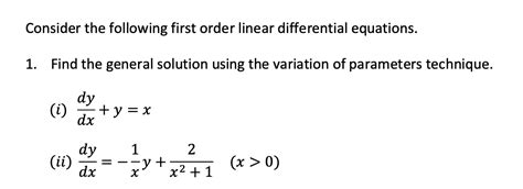 solved consider the following first order linear