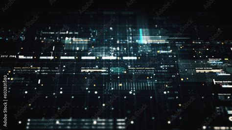 Advance Data Matrix Telemetry And Encrypt Numbers Simulation User Interface Display In Cyber
