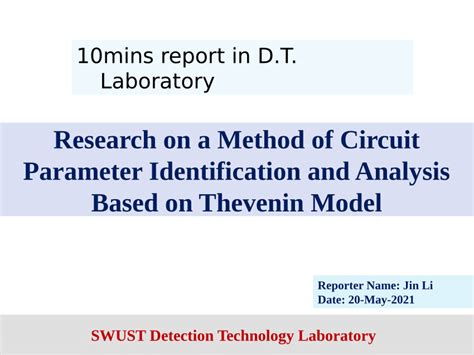 Pdf Research On A Method Of Circuit Parameter Identification And