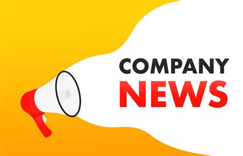 회사 뉴스 단어 쓰기 텍스트 확성기 배지 속보 연설과 확성기 확성기 비즈니스 마케팅 및 광고용 라벨 발표 메가폰 벡터 그림 신문에 대한 스톡 벡터 아트 및 기타 이미지