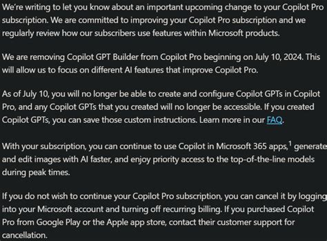 Microsoft Announces Discontinuation Of General Availability Of Copilot Pros Gpt Builder Just