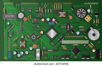 Seamless Pattern Electronic Circuit Diodes Chips Stock Vector Royalty Free 781162312