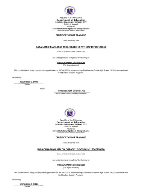 Certification Of Training Python Pdf Philippines