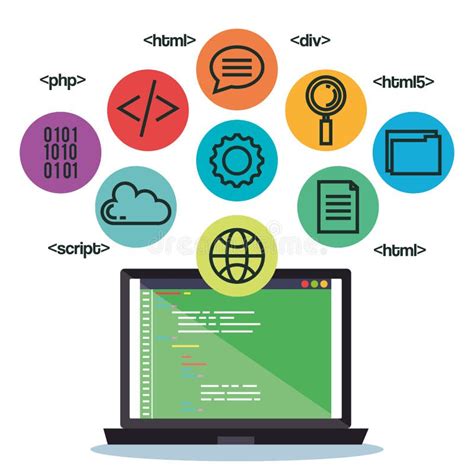As Linguagens De Programação Ajustaram ícones Ilustração do Vetor