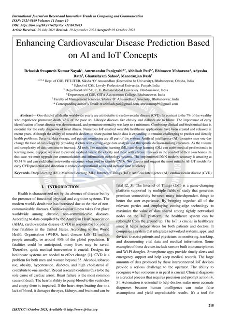 Pdf Enhancing Cardiovascular Disease Prediction Based On Ai And Iot Concepts