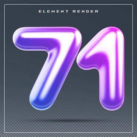 Premium Psd 71 Number Gradient 3d Render