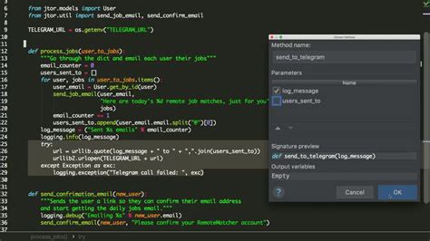 Pycharm Refactor Remotematcher Telegram Youtube