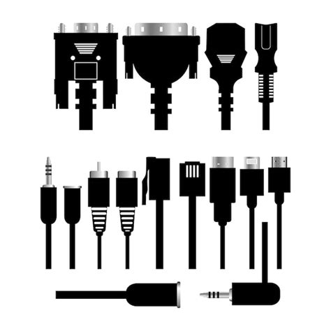 Premium Vector Monitor Hardware Icons Cabels Different Types Of