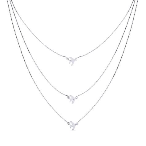 Acquista Collana Da Donna Nephera In Taglio Rotondo 0 004 Carati Oro Bianco 375 Zircone